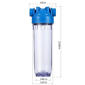 Geekpure 10-Inch Whole House Clear Water Filter Housing - 3/4"NPT Brass Port-Fit for 2.5" x 10" Filters (1)