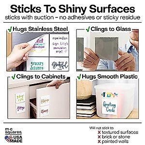 M.C. Squares Dry Erase Reusable Sticky Notes | 4x4 Stickies 6-Pack | 2-Year Re-Stickable & Erasable Post Notes | Smudge-Free Tackie Marker | USA Made