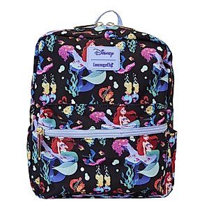 Loungefly Disney The Little Mermaid 35th Anniversary Life is the Bubbles All-Over Print Nylon Square Mini Backpack