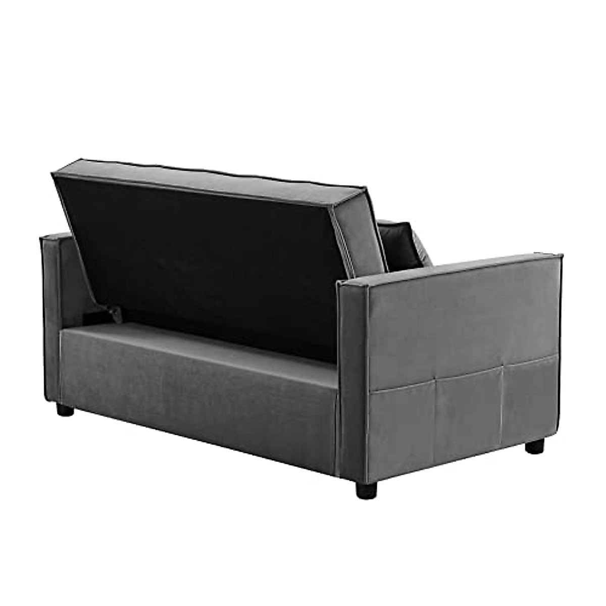 Aoowow 58 Inch Convertible Sleeper Sofa, Velvet Loveseat Sleeper Pull Out Sofa Bed Convertible Loveseat with Adjustable Backrest, 2 Pillows and Side Pockets for Living Room Small Spaces (Gray)