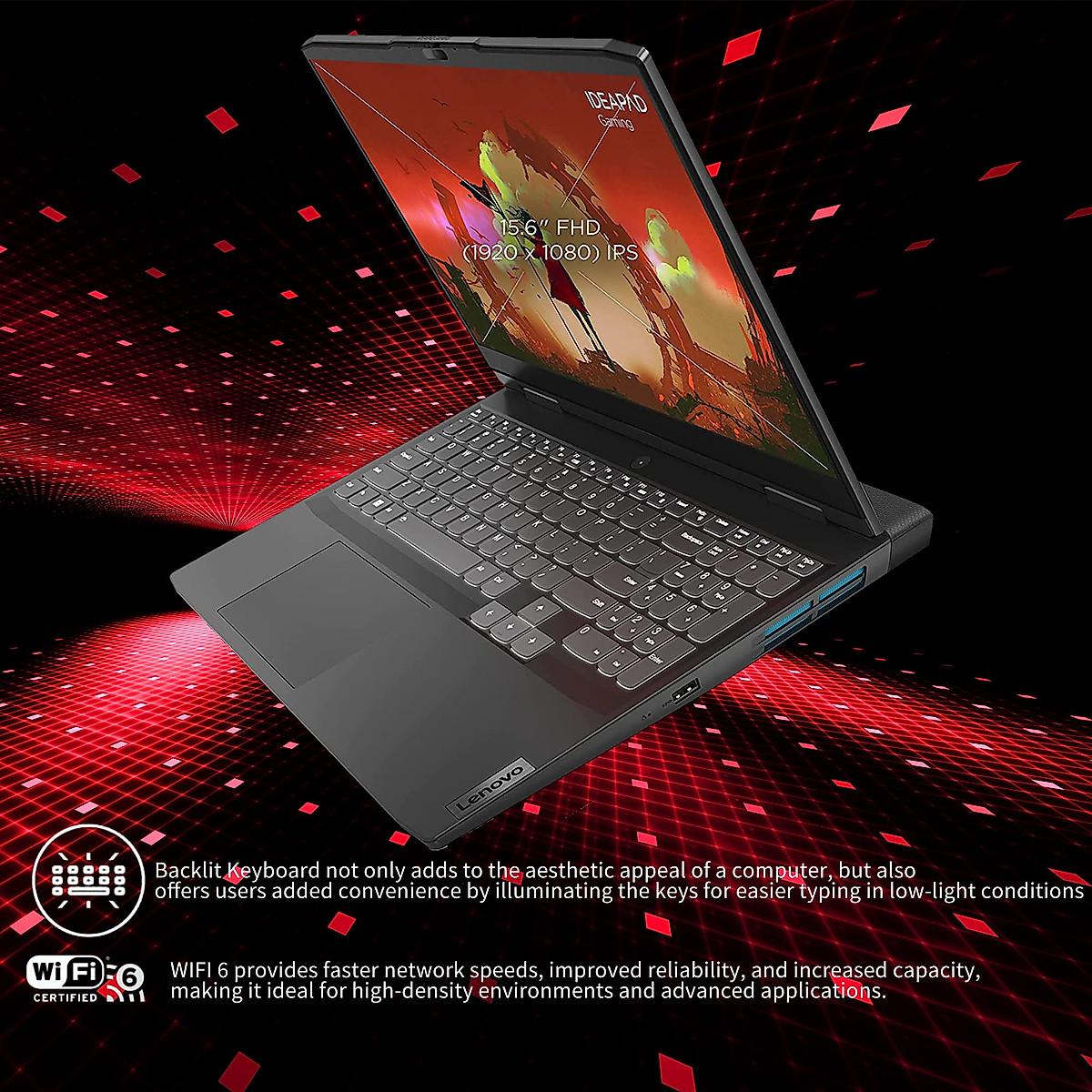 Lenovo 2023 IdeaPad Gaming 3 15.6'' 120Hz Laptop, AMD Ryzen 5 6600H, 16GB RAM, 1TB PCIe SSD, NVIDIA GeForce RTX 3050, Backlit Keyboard, Onyx Gray, Windows 11, 32GB SnowBell USB Card,
