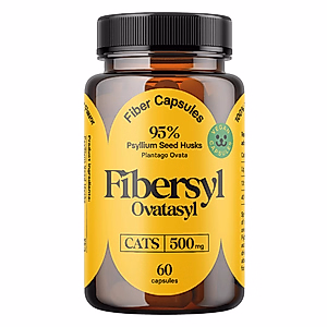 Vegan Fiber Capsules for Cats Digestive Supplement, Ovatasyl 500 mg Psyllium Seed Husks, Constipation, Hairballs, Pet Essentials & Wellbeing, 100 Vegan Capsules