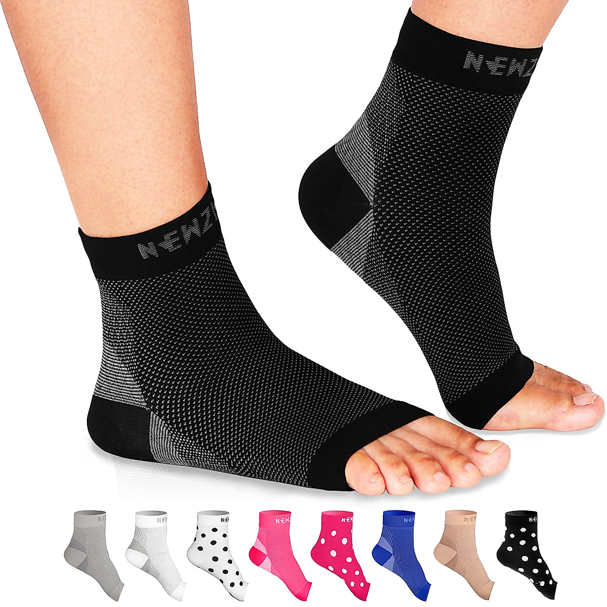 NEWZILL Plantar Fasciitis Socks with Arch Support, BEST 24/7 Foot Care Compression Sleeve, Eases Swelling & Heel Spurs, Ankle Brace Support, Increases Circulation (XXL, Black)