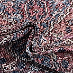 Rugs.com Maahru Collection Washable Rug Rust Red Low-Pile Rug Perfect for Living Rooms, Kitchens, Entryways, 3 ft 3 Square