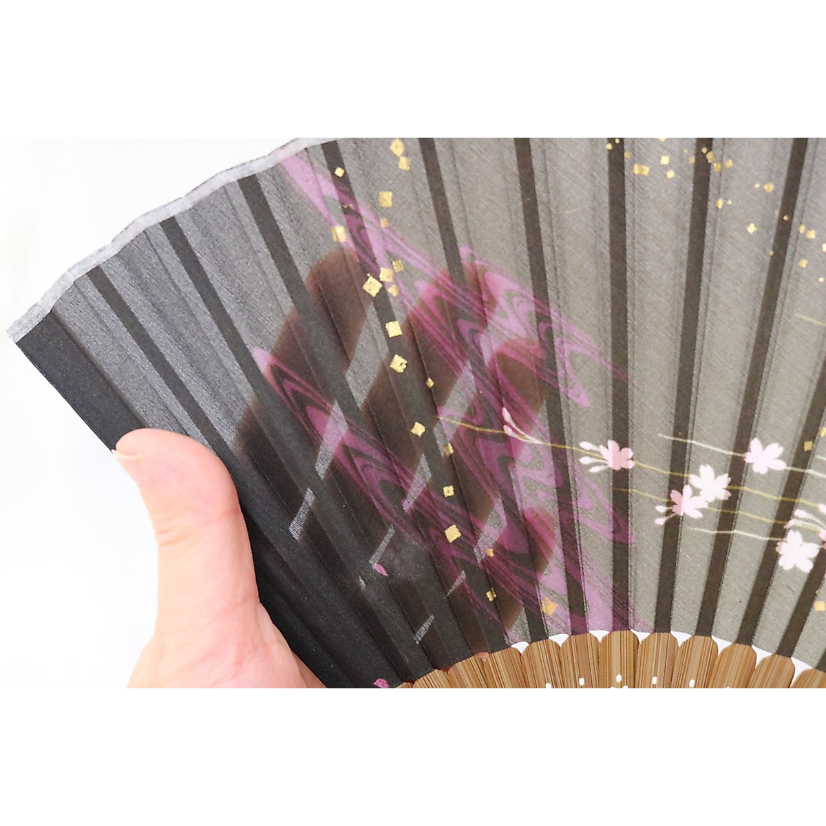 まつみ工芸 Asahi King 136001 Folding Fan Dragon Black
