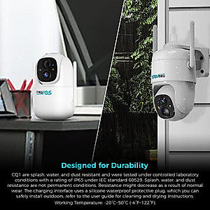 SOVMIKU CQ1S 2K Battery Security Camera Wireless Outdoor, PIR Motion Detection, Two-Way Audio, 360° View Pan/Tilt, Easy to Setup, Night Vision, Audible Flashlight Siren,SD Slot
