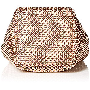 Jessica McClintock womens Jessica Mcclintock Gwen Ball Mesh Ring Wristlet Pouch Clutch Evening Bag, Rose Gold, One Size US