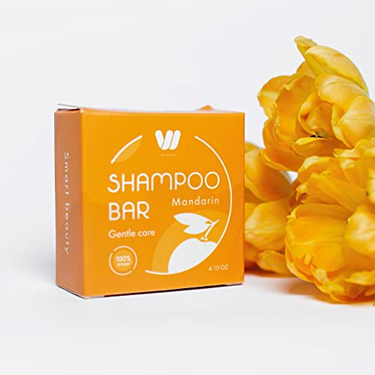 Eco-Friendly Solid Shampoo Bar for All Hair Types, Sustainable Natural Shampoo, Plastic Free, pH Balanced, Vegan, Plant Based, 100% Compostable and Zero Waste, 4.10oz (Mandarin)