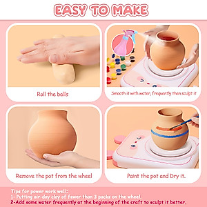 Skirfy Pottery Wheel for Kids-Clay Sculpting Tools & Painting Kit,Birthday Gift Girls Toys 8-10,DIY Kits Clay Maker for Beginners with 6 Packs Modeling Clays, Art&Crafts Kits for Kids Ages 9-12