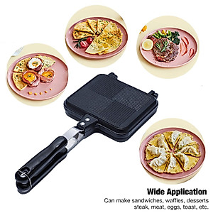 Double Sided Frying Pan, Non-Stick Pan with Heat-Resistant Handles, Egg and Sandwich Frying Pan, Multifunctional Breakfast Pan for Indoor & Outdoor Home Kitchen, 5.5 Inches, For all stove surfaces