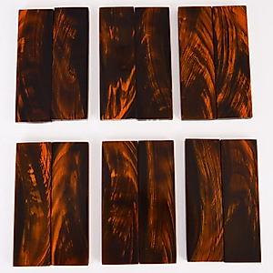 Whole Earth Supply 5 inch Black Buffalo Horn Red Streaks Handle Scales Set Pair Handles Material for Knife Making Blanks Blades Knives Custom