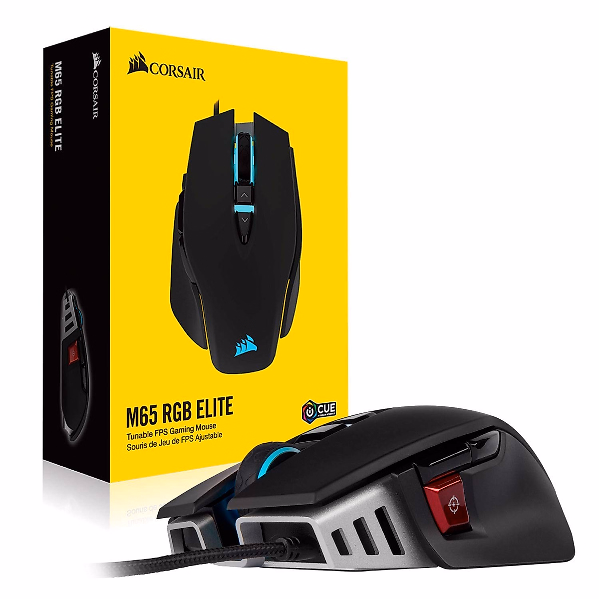 CORSAIR M65 ELITE RGB - FPS Gaming Mouse - 18,000 DPI Optical Sensor - Adjustable DPI Sniper Button - Tunable Weights - Black (Renewed)
