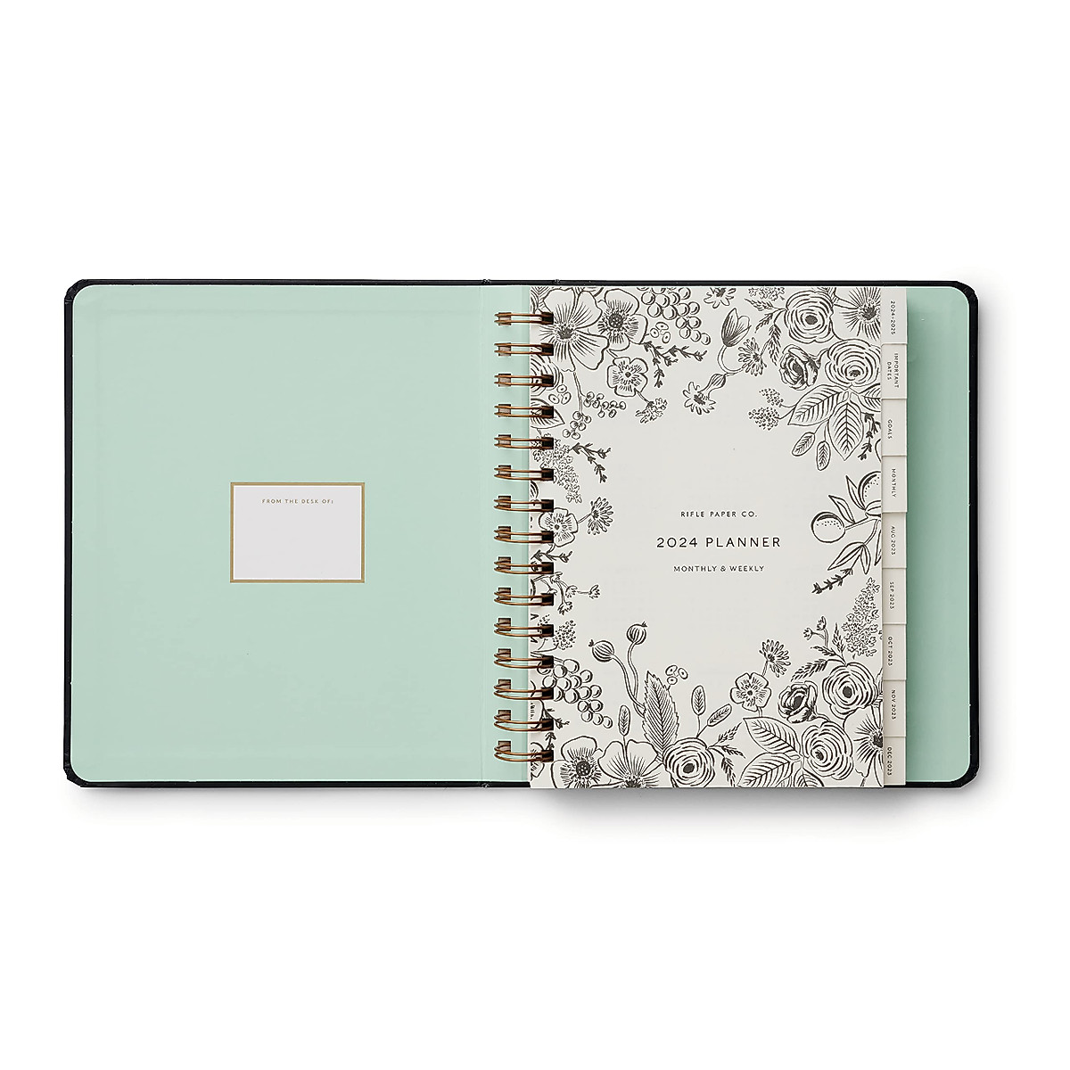RIFLE PAPER CO. 2024 Flores 17-Month Covered Planner - Aug 2023-Dec. 2024, Weekly and Monthly Pages, Includes Inspirational Quotes, Sticker Sheets, and Illustrated Endpapers