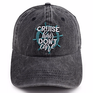 Cruise Essentials for Men Women, Cruise Hair Don't Care Hat, Adjustable Washed Cotton Embroidered Boat Sun Beach Baseball Cap, Christams Birthday Gifts for Mom Dad Friend Captain Sailors Cruise Lovers
