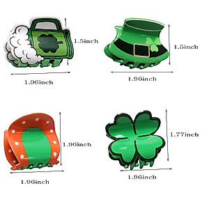 4PK Hair Claw Clips for St. Patrick's Day Hair Accessories for Girls Women Green Claw Clips Irish Day Kids Cute Hair Clips (Color D)