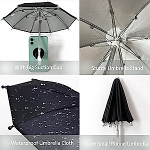 FantasyBear UV Protection Phone Umbrella,Universal Adjustable Piggy Suction Cup Phone Stand Umbrella for Phone,Stand Sun Visor,Sun Shade Cover Sun Shield Phone Suction Cup Holder (Blue)