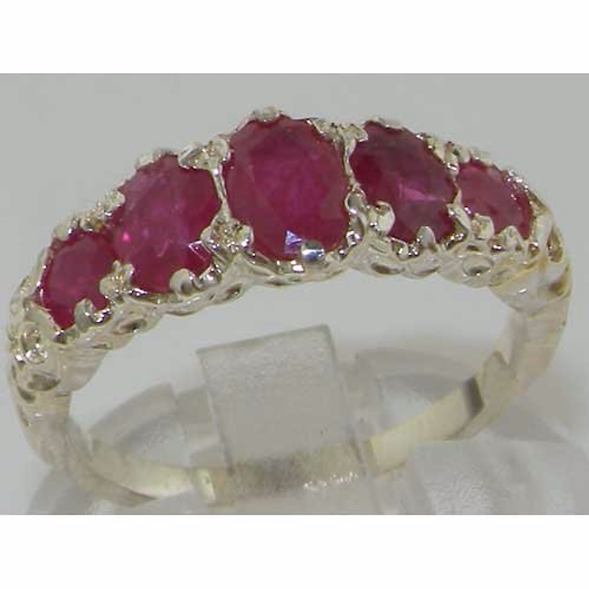 LetsBuyGold 925 Sterling Silver Real Genuine Ruby Womens Promise Ring - Size 9