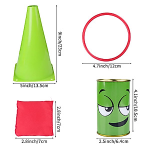 Waenerec 36PCS Carnival Games Combo Set 4 in 1 Bean Bag Toss Can Games Soft Plastic Cone Backyard Ring Toss Game for Indoor Outdoor School Field Day Birthday Party Yard Games for Kids Adults