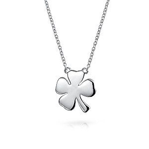 Personalized Engrave Layering Four Leaf Clover Shamrock Irish Lucky Horseshoe Pendant Necklace Western Jewelry For Women Teens .925 Sterling Silver Custom Engraved