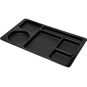 Carlisle FoodService Products 61503-E Rectangular Tray w/ (6) Compartments, 15" x 8.75", Plastic, Black