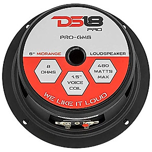 DS18 2X PRO-GM6 Loudspeaker - 6.5", Midrange, Black Steel Basket, 480W Max, 140W RMS, 8 Ohms - Premium Quality Audio Door Speakers for Car or Truck Stereo Sound System (2 Speakers)
