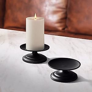 LampLust Candle Stands for Pillar Candles - 2 Pack, Matte Black, Fits up to 4 Inch Diameter Candles, Decorative Candle Plates for Modern Home Decor, 2 Inch Tall, Perfect for Wedding Centerpiece