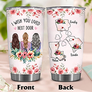VUNVUT86 Personalized Bestie Gifts - Valentine Gifts For Best Friend, Bestie, Sister, BFF, Her - I Wish You Lived Next Door Tumbler - Birthday, Christmas Friendship Gift For Friends