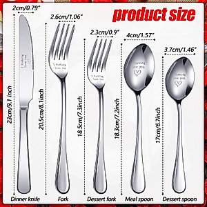 5 Pcs Stainless Steel Cutlery Set I Forking Love You Silverware Set Includes Spoons Forks Knives Gifts for Bride Wedding, Anniversary Kitchen Cutlery for Home Office Restaurant Hotel