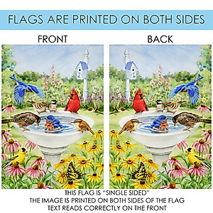 Toland Home Garden 109563 Birdy Dippin' Flower Flag 28x40 Inch Double Sided Flower Garden Flag for Outdoor House Bird Flag Yard Decoration