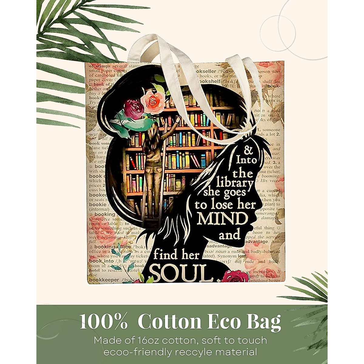 AUSVKAI Canvas Tote Bag Aesthetic for Women, Cute Bible Reusable Cloth Cotton Bags for College Shopping Beach Grocery Trendy Gifts