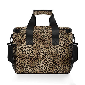 Large Lunch Bag Leopard Animal Skin Print Lunchbox Insulated Cooler Reusable Travel Picnic Tote Bag Ice Pack for Women Men (15L)