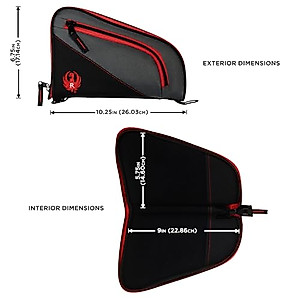 Allen Company Ruger Tucson Handgun Case - Fits Most Auto-Loaders and Revolvers with Barel Lengths up to 4" and 2" - Gun Storage Accessory with Lockable Zipper - Black/Gray/Red