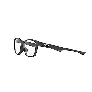 Oakley OX8106 Cross Step Round Prescription Eyeglass Frames, Satin Black/Demo Lens, 50 mm