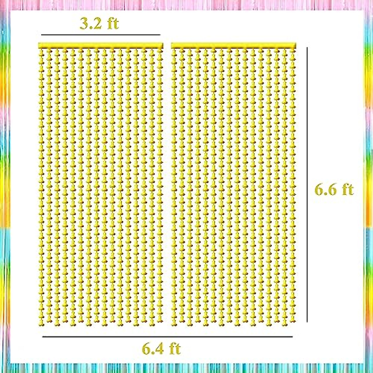 3 PCS Bachelorette Party Decorations Gold Fringe Curtains Photo Backdrop for Wedding Bachelorette Hen Party (Golden)