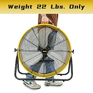 HiCFM 8200 CFM 24 inch Portable High Velocity Drum Fan With Powerful 1/3 HP Motor, Turbo Blade, 3 Speed Low Noise Design and 9ft Power Cord for Air Circulation, Convenience - UL Listed