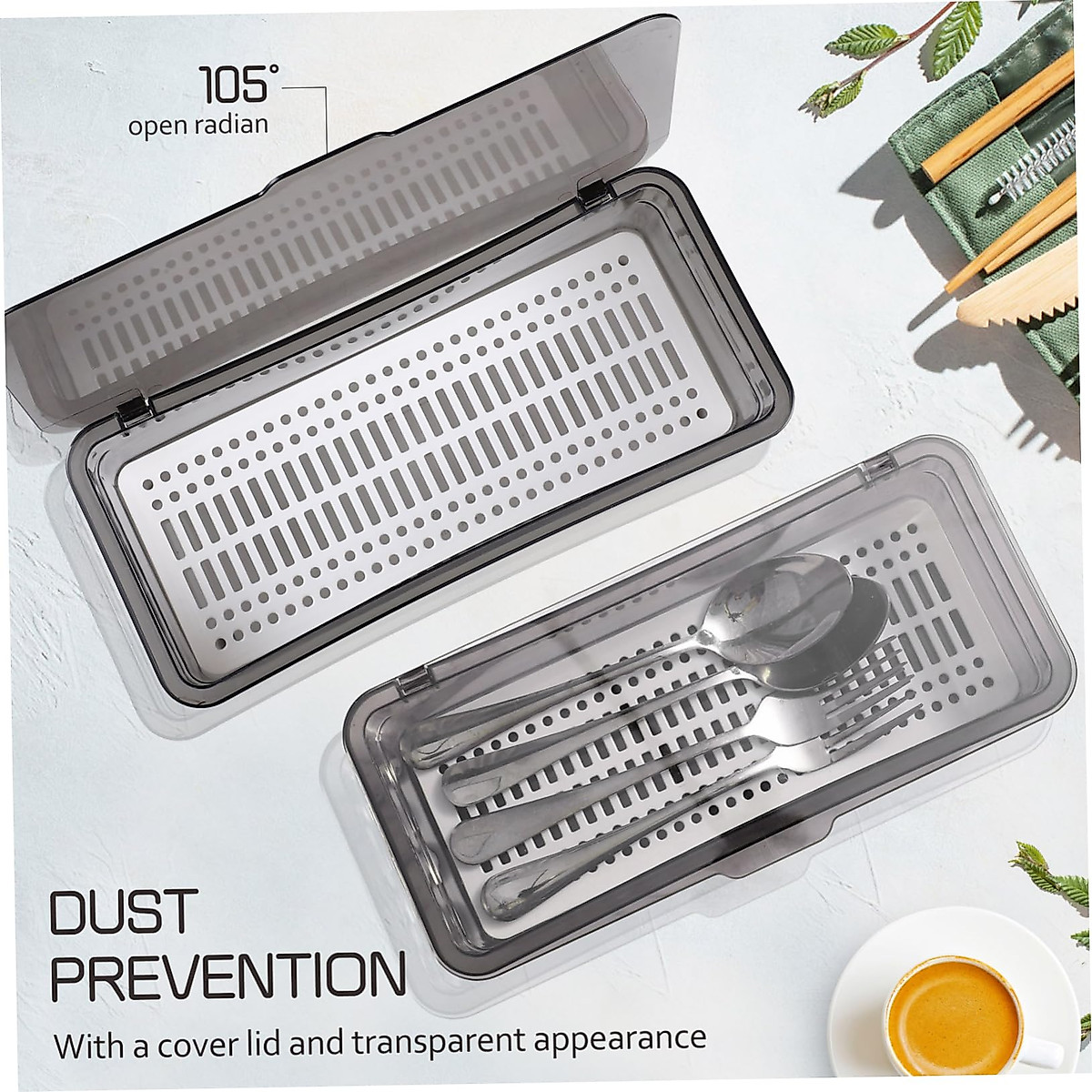 Cabilock Kitchen Drawer Organizer With Lid:3 Pcs Flatware Tray Silverware Tray Kitchen Cutlery Tray and Utensil Storage Container for Flatware and Silverware