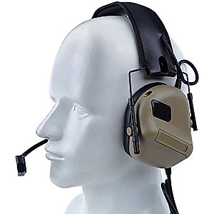 ATAIRSOFT Tactical Headset Wargame Hunting Headphone Without Noise Cancellation Function (Tan)