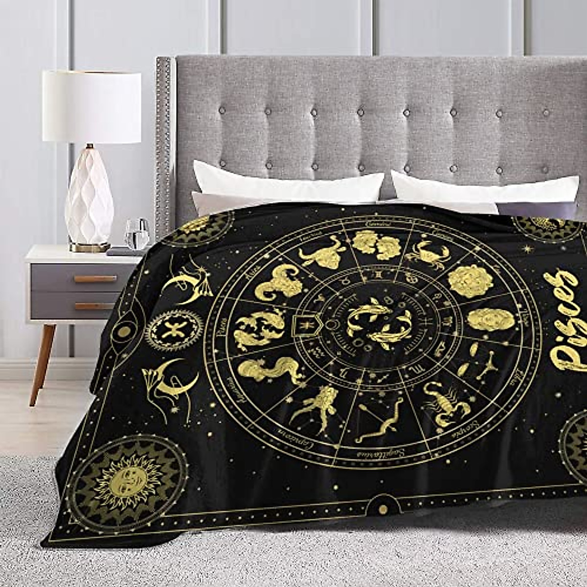 VBOEISI Pisces Throw Blanket Flannel Air Conditioning Blanket Constellation Theme Home Decor Throw Blankets 60"X50"