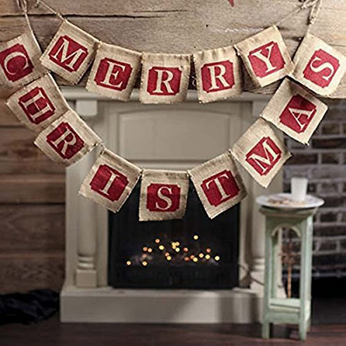 GOER MERRY CHRISTMAS Burlap Banners Garlands for Xmas Party Decoration Photo Prop (Classic)