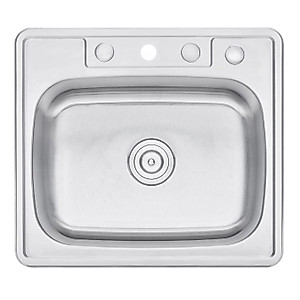 CozyBlock 25 x 22 x 9 Inch Top-mount/Drop-in Stainless Steel Single Bowl Kitchen Sink with Strainer and Protective Bottom Grid- 18 Gauge Stainless Steel-4 Faucet Hole