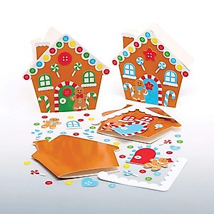 Baker Ross AT186 Gingerbread House Mix & Match Card Kits - Pack of 6, Decorate and Display for Christmas Decorations, Ideal Kids Arts and Crafts Project