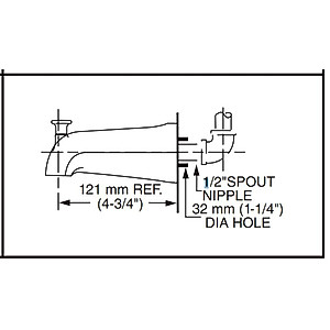 American Standard 8888026.002 Bath Slip-On Diverter Tub Spout, 4 in, Polished Chrome (For 1/2" copper water tube)