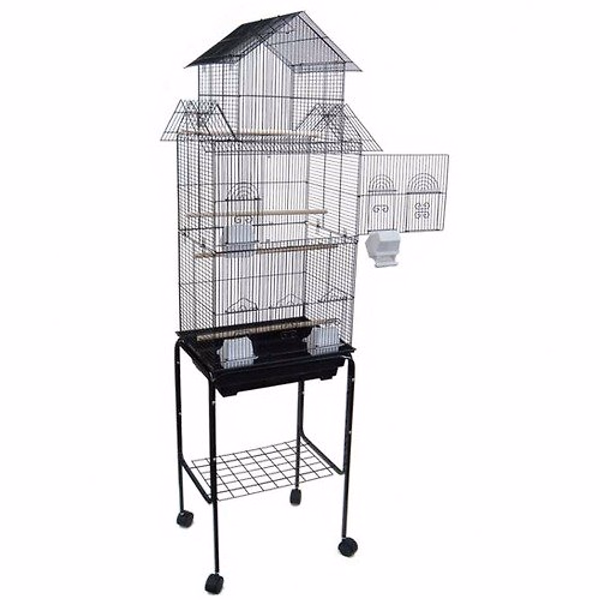 212 Main 6844-4814BLK Pagoda Top Small Bird Cage with Stand in Black