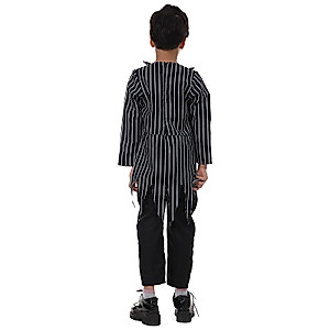 Jack Costume Kids Boys The Skeleton Skellington Jumpsuit and Mask Outfits Christmas Halloween Cosplay Props (M)