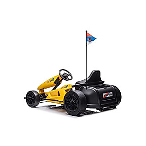 Freddo Toys GoKart Drifter 24V Battery Operated 1 Seater Car for Kids with Bluetooth LED Lights, MP3 Music and Leather Seats Outdoor Drift Car for Boys and Girls