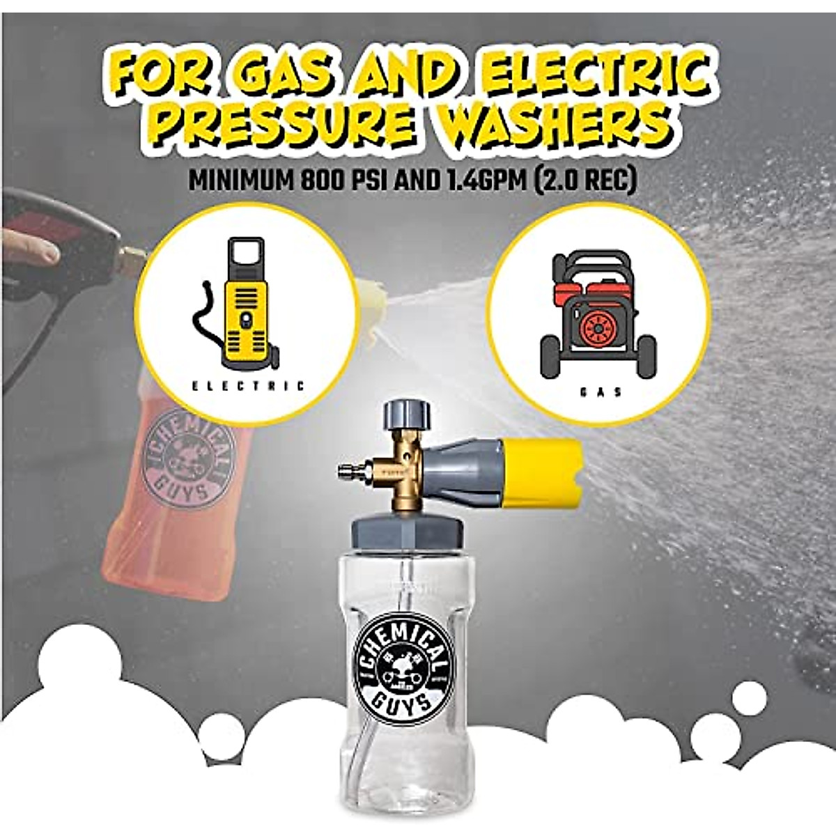 Chemical Guys HOL363 16-Piece Arsenal Builder Ceramic Car Wash & Protection Kit with Big Mouth Max Release Foam Cannon, Bucket and (6) 16 oz Car Care Cleaning Chemicals (Works w/Pressure Washers)