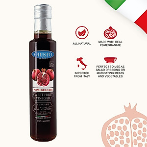 Giusto Sapore Pomegranate Sweet Fruit Italian Vinegar - Premium All Natural Infused Gluten Free Gourmet Brand - Imported from Italy and Family Owned - 8.5oz
