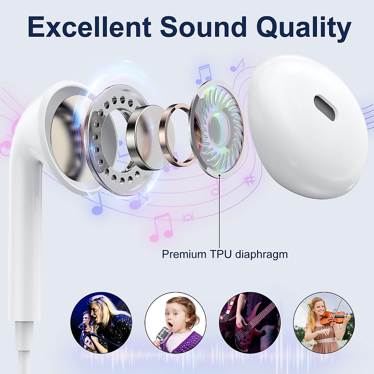 iPhone Earbuds Wired with Lightning Connector iPhone Headphones Wired Earphones with Built-in Microphone & Volume Control【MFi Certified】Compatible with iPhone 14/13/12/11/XR/XS/X/8/7/SE-All iOS