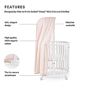 Stokke Sleepi Canopy by Pehr, Blush - Dreamy Crib Canopy Sleepi Mini & Crib/Bed - Available in Numerous Colors - Washable Soft Organic Cotton