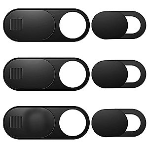 FMDAN Webcam Cover, 6 Pack Laptop Camera Cover, Ultra Thin Privacy Camera Cover Slide for MacBook Pro, iMac, Laptop, Desktop, PC, Tablet, iPad Pro, iPhone, Smartphone (Black, 2 Size)